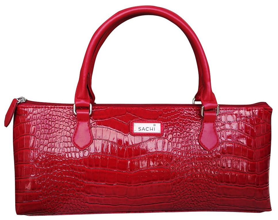 Sachi Insulated Wine Tote - Crocodile Red