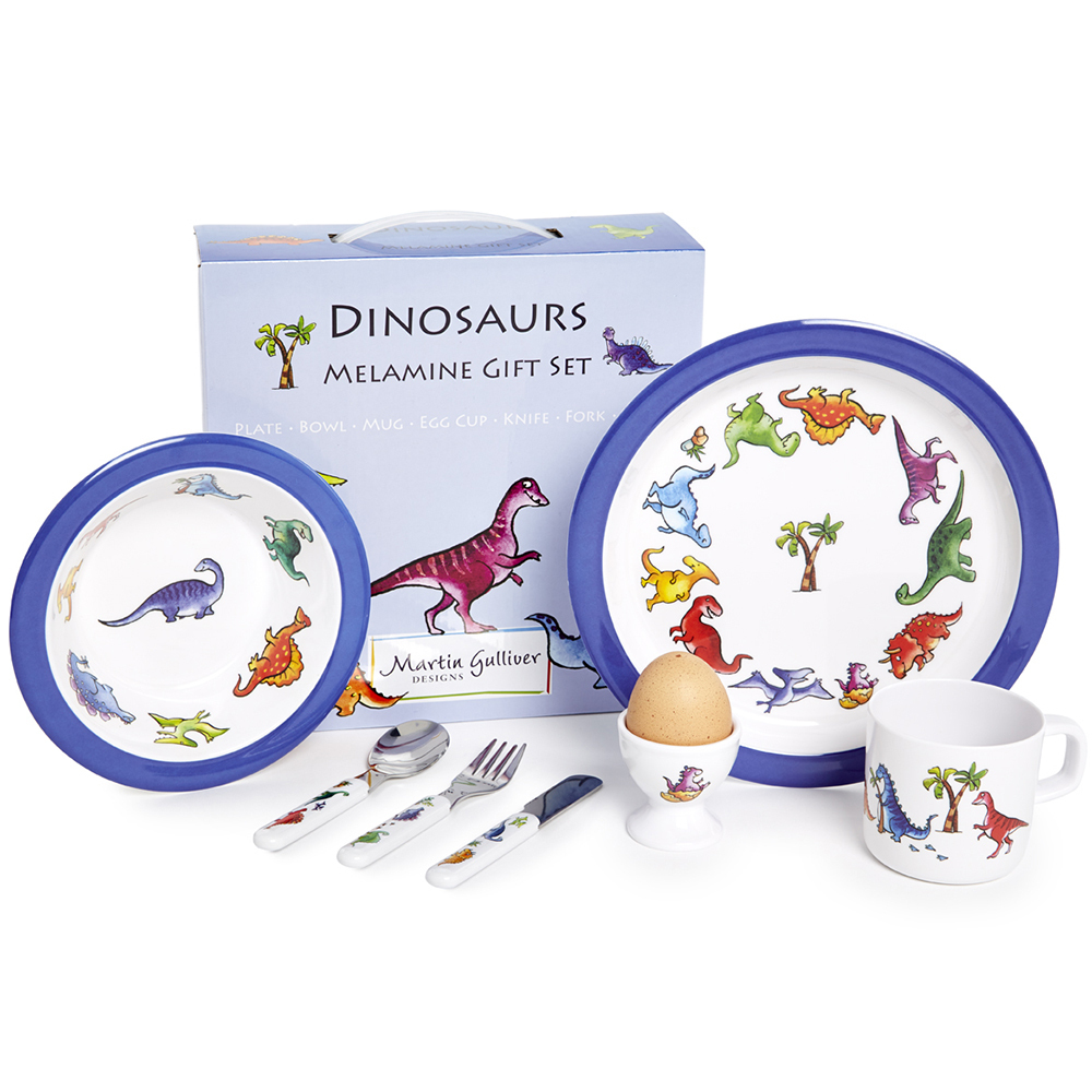 Martin Gulliver Designs Children's 7pc Breakfast Set Dinosaurs